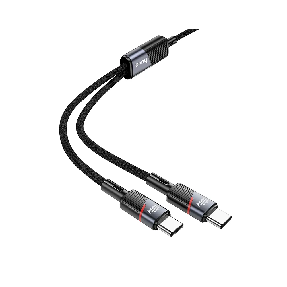 HOCO Kabel 2u1 USB-C na USB-C / USB-C 5A 100W 120 cm U139, crni | Koreqt.hr